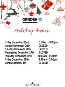 Gardex 2023 Holiday Hours – Gardex Inc.